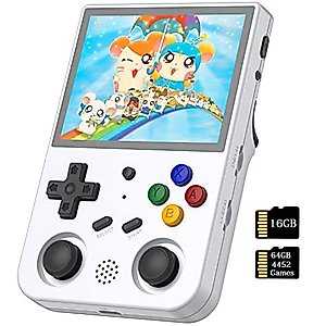 RG353V Handheld Game Console , Dual OS Android 11 and Linux System Support 5G WiFi 4.2 Bluetooth Moonlight Streaming HDMI Output Built-in 64G SD Card 4452 Games (RG353V-White)