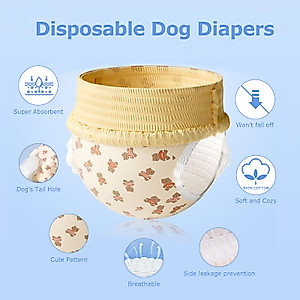 Dog Diapers Female, Disposable Diapers for Female Dog with Stretchy Waist, Pull Up Puppy Wraps for Doggie in Heat Period Super Absorbent Leak-Proof Doggy Diaper for Dogs 30PCS (XL)