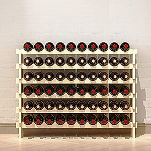 DlandHome 60 Bottle Capacity Stackable Storage Wine Rack 6-Tier Standing Bottles Wood Storage Shelf DUS-BY-WS002