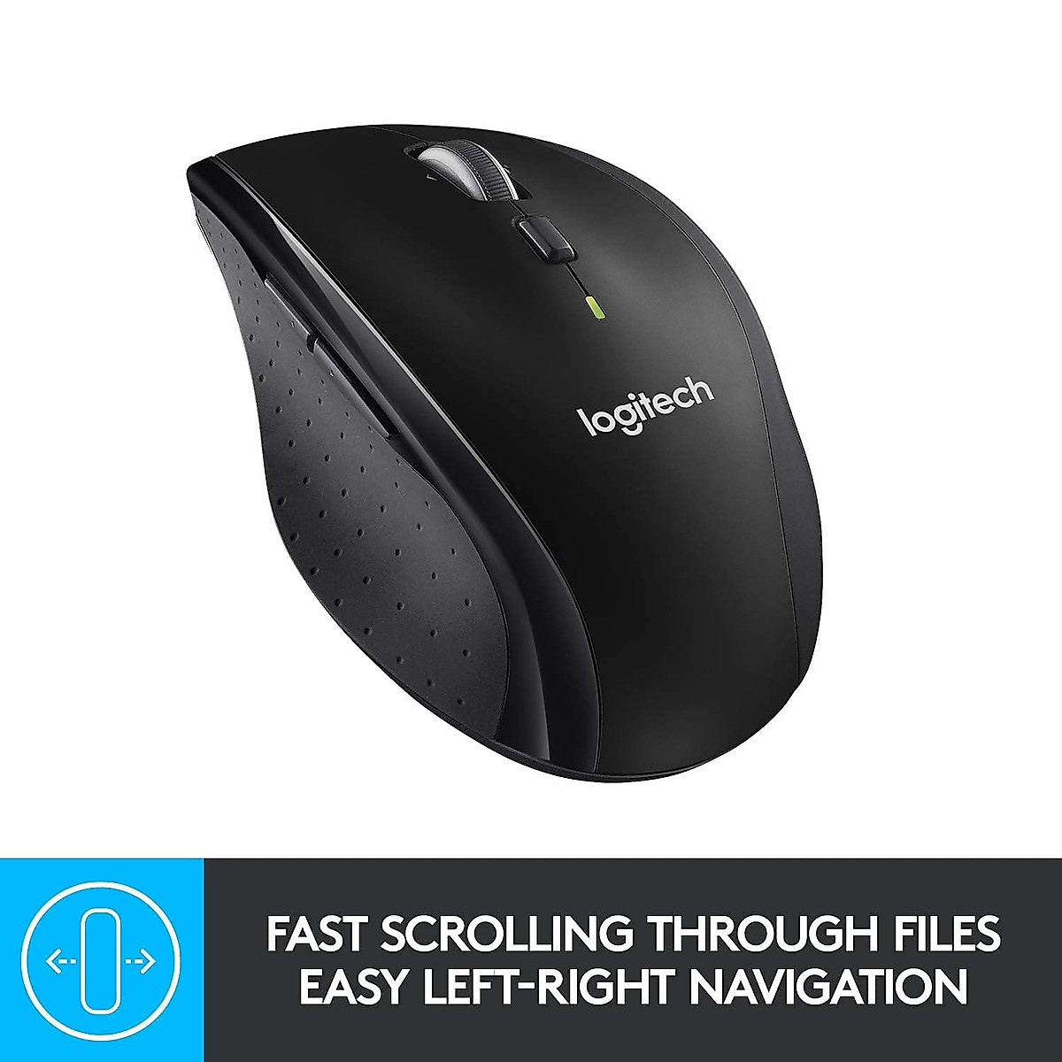 Logitech M705 Wireless Marathon Mouse for PC - Long 3 Year Battery Life, Ergonomic Shape with Hyper-Fast Scrolling and USB Unifying Receiver for Computer and Laptop - Black (Renewed)