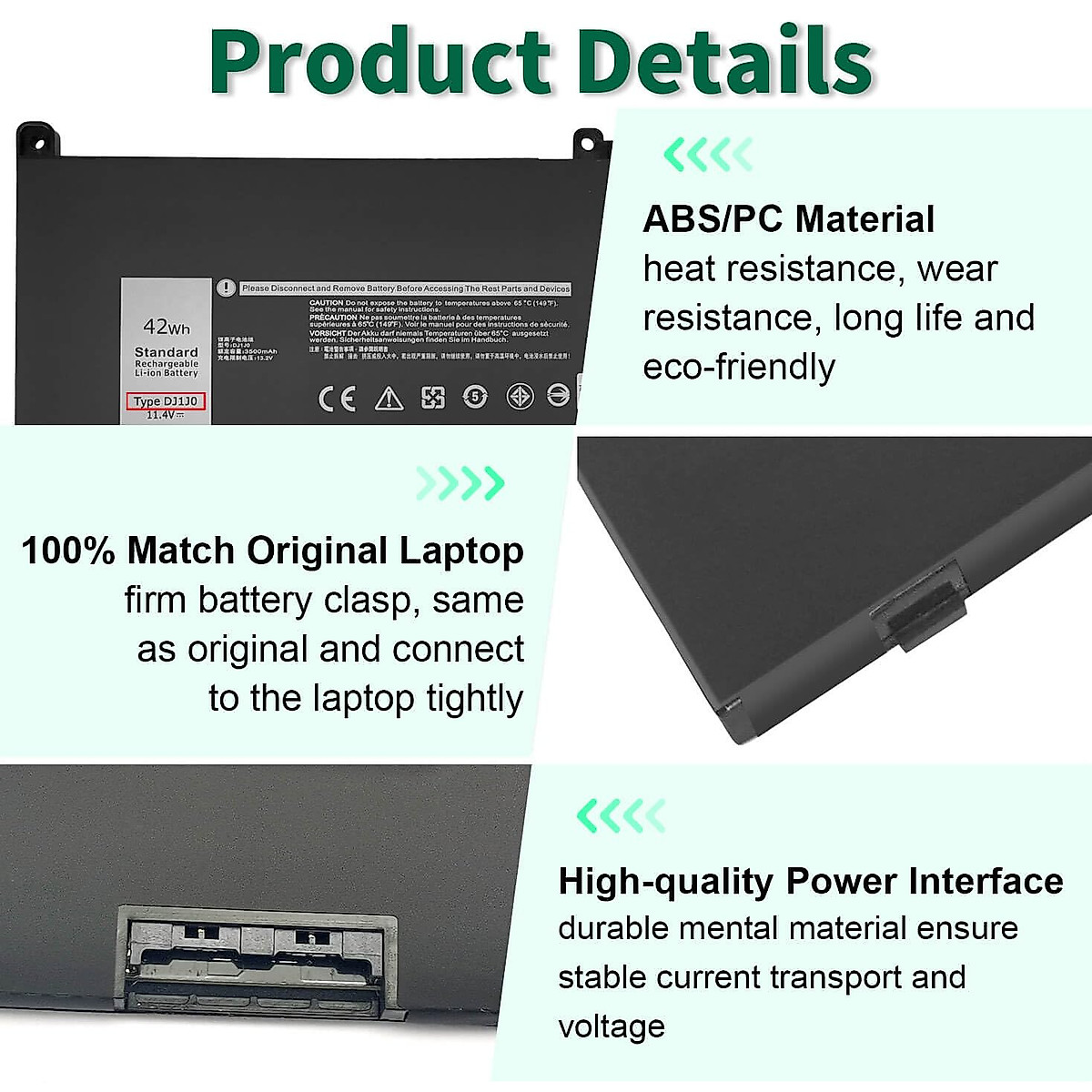 DMKAOLLK 42Wh DJ1J0 Battery for Dell Latitude 7280 7290 7380 7390 7480 7490 E7280 E7290 E7380 E7390 E7480 E7490 Series DJ1JO P28S P28S001 451-BBZL K8X0T1 ONFOH 11.4V