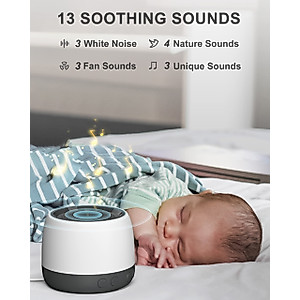 elesories White Noise Machine, Small Sound Machine for Adults Baby Sleeping, Also Be Used as a Multifunctional Speaker for Home, Office Privacy | Nursery | Travel | 13 Soothing Sounds