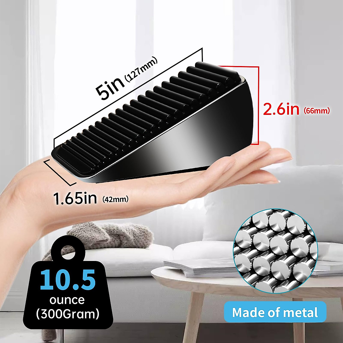 AIMAXINKE 2Pc Strongest Large Door Stop - Heavy Duty Tall Door Stop Wedge Door Stoppers for Bottom of Door, Tall up to 2.6In Doorstop Zinc Alloy and Silicone Made Suits Any Heavy Door Any Smooth Floor