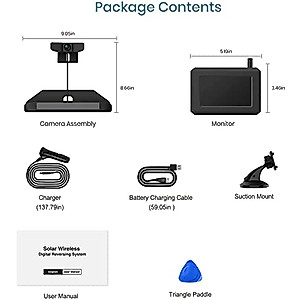 Solar Wireless Backup Camera for Trucks,3 Mins DIY Installation with Digital Signal Back Up Camera Systems Wireless,Waterproof Reverse Hitch Trailer Rear View Camera for Car,Truck,Small RV(SunGo Pro)