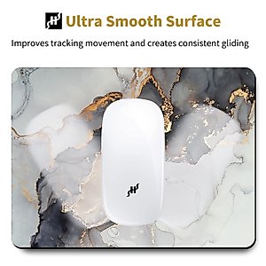 Hokafenle Small Mouse Pad, Mini Mousepad with Washable Lycra Cloth, Computer Mouse Pads for Wireless Mouse, Non-Slip Rubber Base Mousepads (6 x 8 Inch, Black Gold Marble)