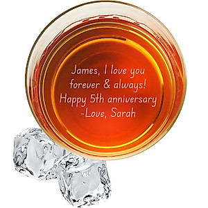 Personalized Whiskey, Bourbon Glass Gifts - Custom Engraved Handwritten Message Gift for Him - Personalized Bourbon Glass - 11 oz Engraved Handwritten Message Scotch Glass - Birthday, Anniversary