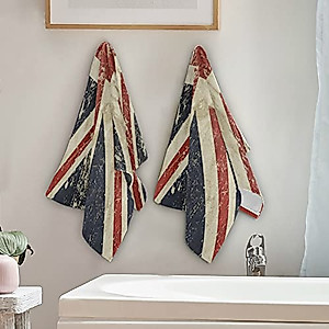2 pcs Hand Towels 28x14in Retro UK Flag Kitchen Towels Absorbent Soft Patriotic Dish Towels for Bathroom Kitchen Gym Vintage
