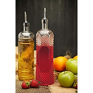 BULK PARADISE Large Clear Decorative Glass Bottle with Spout and Cork, 32oz, 1 Bottle - Design: Kristal (3in X 11.9in)