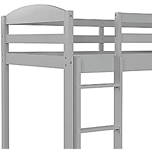 STP-Y Twin Over Twin Bunk Bed with 2 Ladders, Twin L-Shaped Bunk Bed and Loft Bed with Full-Length Guardrail, 3 Solid Wooded Bed Frames for Kids (Gray)