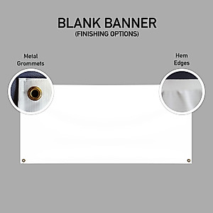 BannerBuzz Blank Vinyl Plain Banner, 11 Oz Waterproof Lightweight Foldable DIY PVC Flex, Schools Home Office Store Advertising Indoor Outdoor Use, Hemmed Edges with Grommets (8'W X 4'H, White)