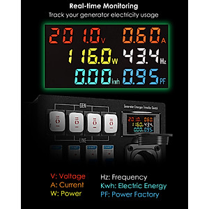 15 Amp 120V Generator Transfer Switch Kit, Prewired 4-Circuit Generator Temporary Emergency Power Supply Kit, IP67 Waterproof for Indoor/Outdoor Use