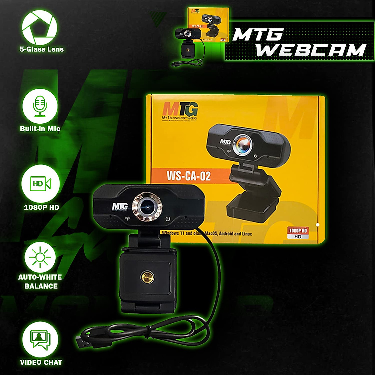 MTG 27 inch 1920x1080 ELED Desktop Laptop Monitor - Full HD 165Hz 1ms, VESA Mountable, HDMI, 3 Side Frameless Bezel, Ultra Light Sleek Thin Design, Webcam, Wired Keyboard Mouse Combo for Home Office`