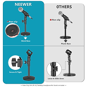 Neewer Stable Desktop Mic Stand with Black Iron Base, Mic Clip and 5/8" Male to 3/8" Female Screw for Blue Yeti Snowball Spark & Other Microphone
