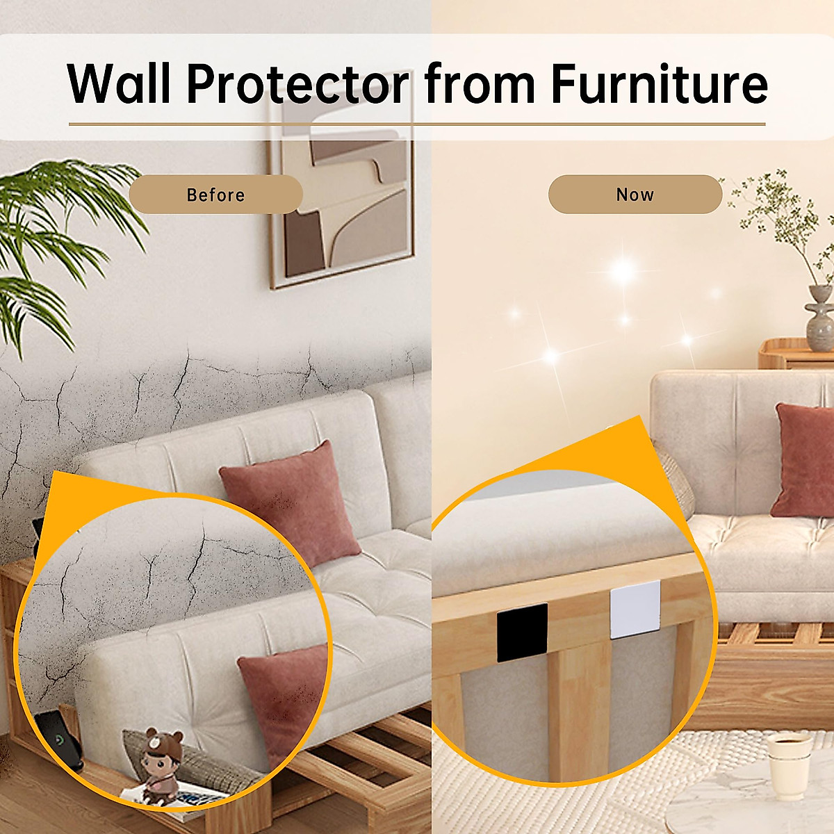 Anti Shake Headboard Stoppers for Bed Against Wall,Bed Noise Stoppers,Headboard Bumpers to Prevent Hitting Wall,Wall Protector for Furniture,Square EVA Headboard Stabilizer Pad,Black and White-20 Pcs