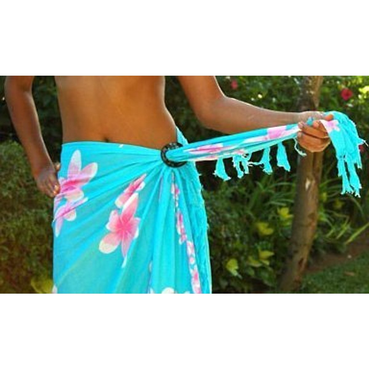 1 World Sarongs Engraved Coconut Sarong Ties - Oval