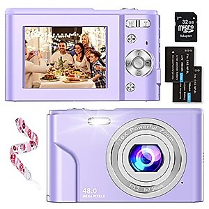 Digital Baby Camera for Kids Teens Boys Girls Adults,1080P 48MP Kids Camera with 32GB SD Card,2.4'' Kids Digital Camera with 16X Digital Zoom, Compact Mini Camera Kid Camera for Kids/Student（Purple）