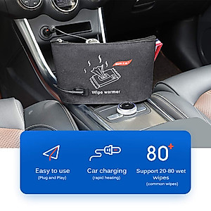 USB Baby Wipe Warmer, DDSKY 12V Portable Car Wipes Heater Warmer Baby Wipes Thermostat Heating Bag,Baby Infant Wet Wipes Warmer Bag for Travel and On The Go,9.45 x 6.3 inch