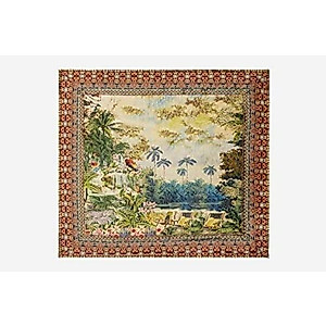 Johnny Was Blanket Paradise Blue Blanket Reversible Black Large Throw Blankie Bag New