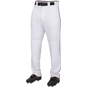 Rawlings PRO 150 Series Game/Practice Baseball Pant | Youth Medium | Piped - White/Royal | Relaxed Fit