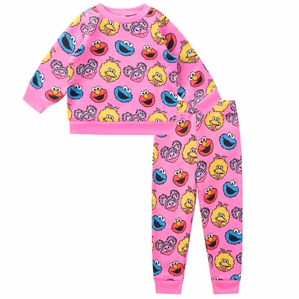 Sesame Street Elmo, Cookie Monster, Big Bird and Abby Cadabby Girls Long Sleeve Shirt and Pants Set for Infant and Toddler