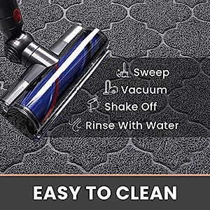 LuxStep Door Mat Large 24x36 Inch Indoor Outdoor Doormat, Non-Slip Low-Profile Design Floor Mat, Durable Trap Dirt and Dust Front Door Welcome Mat for Entryway,Patio,Garage,High Traffic Areas, Grey