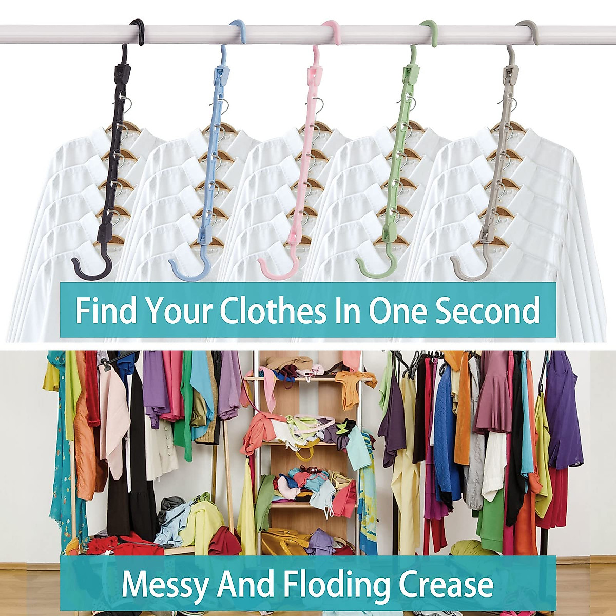 Closet Organizers and Storage 15 Pack Sturdy Space Saving Hangers for Clothes Dorm Room Essentials Smart Two Uses Hanging Closet Organization Hanger