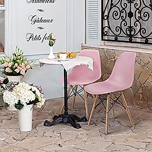 Yaheetech 4PCS Dining Chairs with Beech Wood Legs and Metal Wires Modern Side Shell Eiffel DSW Chairs for Dining Room Living Room Bedroom Kitchen Lounge Reception, Pink