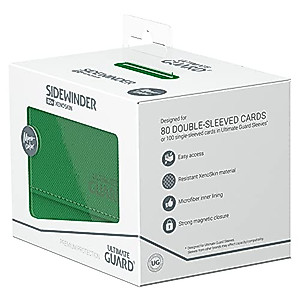 Ultimate Guard Sidewinder 80+, Deck Box for 80 Double-Sleeved TCG Cards, Green, Magnetic Closure & Microfiber Inner Lining for Secure Storage