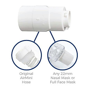 AirMini Pro Hose Connector by Snugell | Connect AirMini Original Hose to Any 22 mm Nasal Mask or Full Face Mask Model| Portable Travel Friendly Size | for AirMini Original Tubing