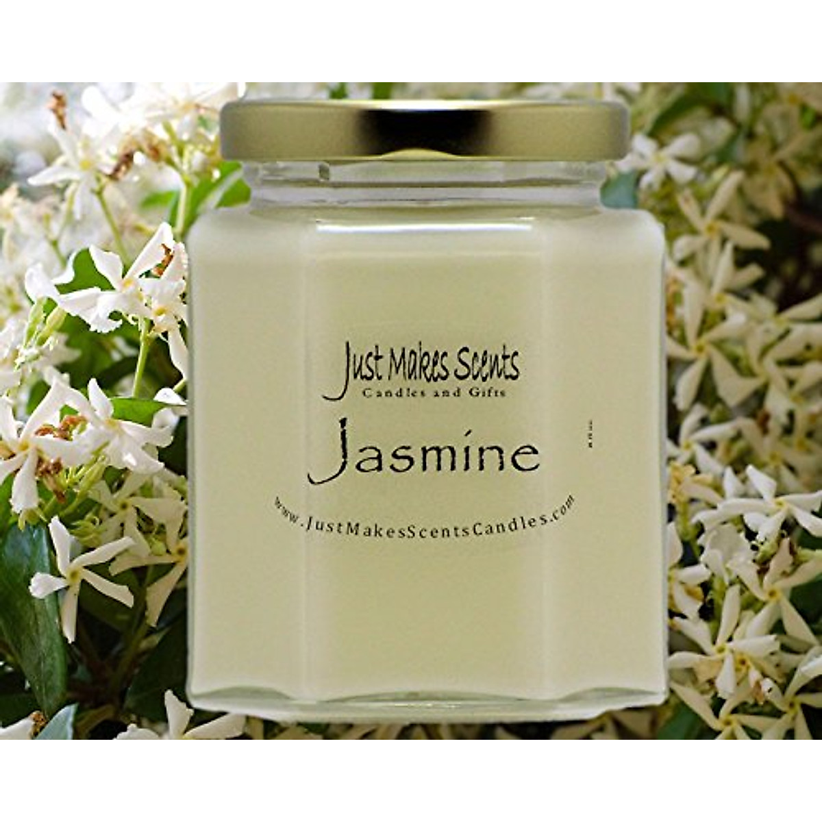 Jasmine Scented Blended Soy Candle | Sensual Jasmine Floral Fragrance | Hand Poured in The USA by Just Makes Scents