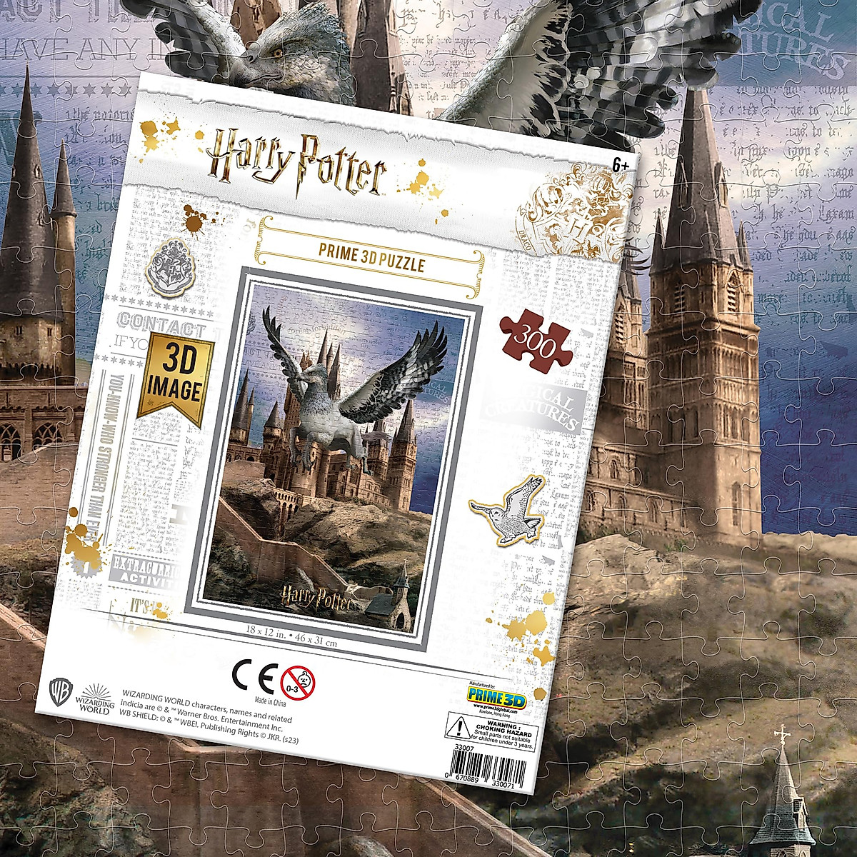 Prime 3D | Warner | Harry Potter | 300 Piece 3D Jigsaw Puzzle for Adults & Kids | Finished Size 18" x 12" | Challenging & Fun for Kids & Families | Immersive 3D Lenticular Effect