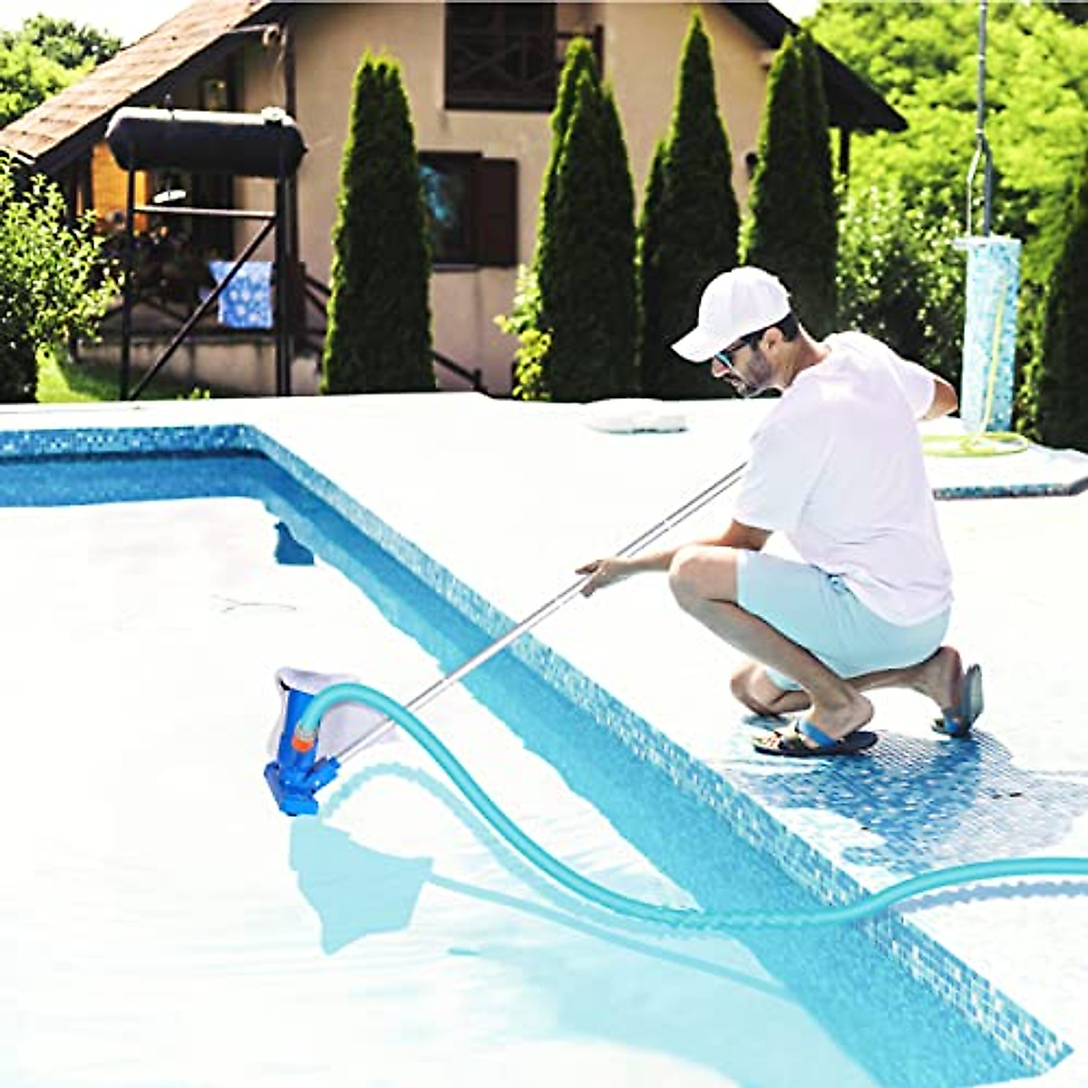 Bearbro Portable Swimming Pool Vacuum Jet Underwater Cleaner with 5-Section Pole Handheld Pool Leaf Vacuum Suction Head for Above Ground Pool Spa Pond Fountain and Hot Tub