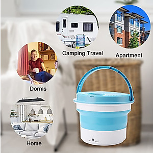 Portable Washing Machine,Mini Folding Washing Machine,Lightweight Compact Washing Machine for Baby Clothes Underwear Camping Travelling Apartment Dorms 7L 1.9KG (Blue)