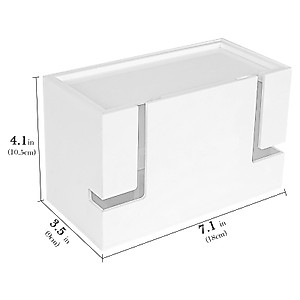 Linkidea Bathroom Electric Toothbrush and Razor Cable Organizer Box, Vanity Hide Cord Organizer with Charger and Power Strip Storage Box, Keep Countertop Clean (White)