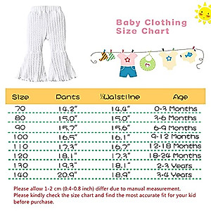 Toddler Bell Bottoms Baby Girls 2T 3T Leggings Bell Bottomed Flare Pants Trousers Light and Breathable White