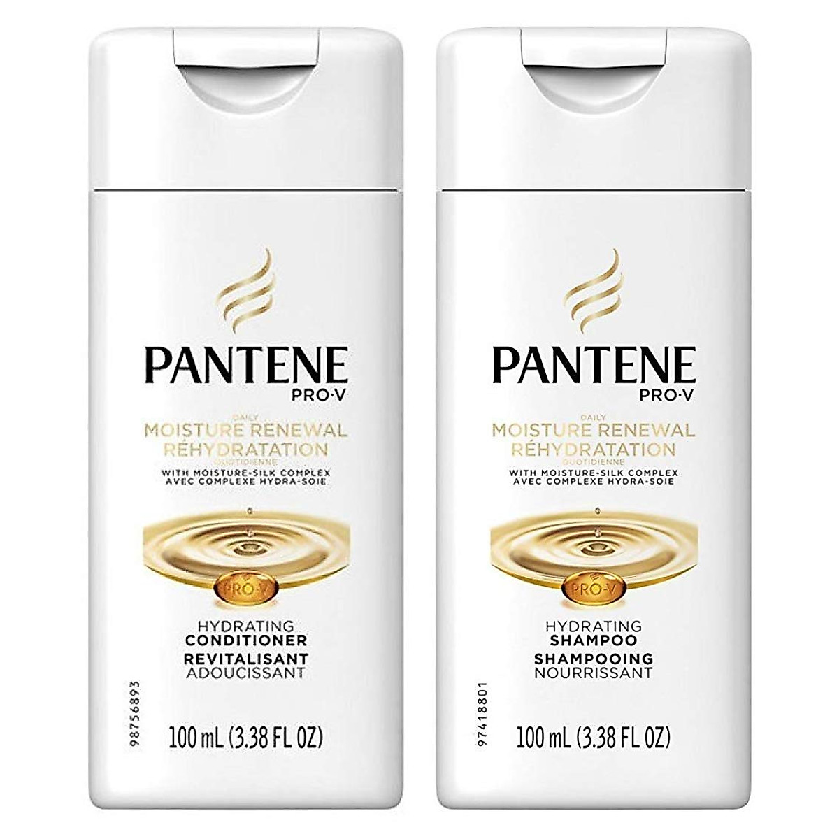 Pantene Shampoo & Conditioner Bundle, Daily Moisture Renewal, 3.38 Oz Travel Size (3 Duo Sets)