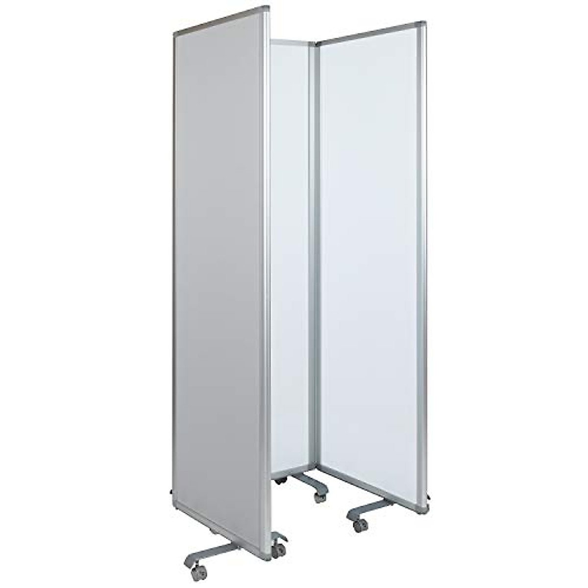 Flash Furniture Raisley Double Sided Mobile Magnetic Whiteboard/Cloth Partition with Lockable Casters, 72"H x 24"W (3 sections included)