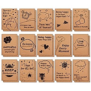 Feela 30 Pack Kraft Notebook, 15 Different Designs 80 Lined Pages A6 Journal, 4.1 X 5.8 Inches Cute Mini Pocket Notebooks and Journals for Women Travelers Girls Students Making Plans Writing Memos