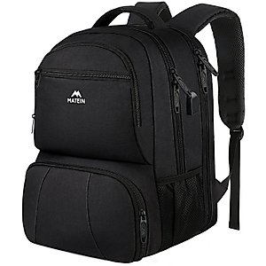 MATEIN Lunch Backpack for Men Work, 18 Inch Large Insulated Backpack Cooler with USB Charging Port, Water Resistant Lunch Box Backpack with Laptop Compartment for Travel Business College Picnic, Black