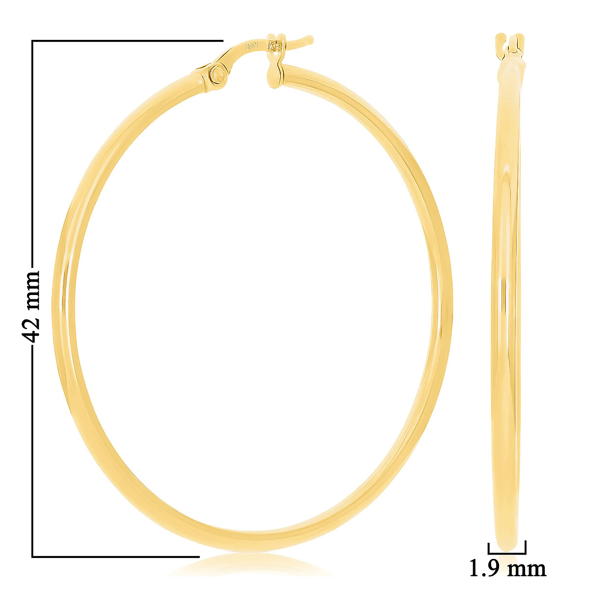 Small Hoop Earrings for Women, 14k Gold Earrings, Gold Earrings for Women Trendy, Gold Drop Earrings, 14k Gold Hoop Earrings, Hoop Earings - 2mm 1.5" Diameter, 2.5g