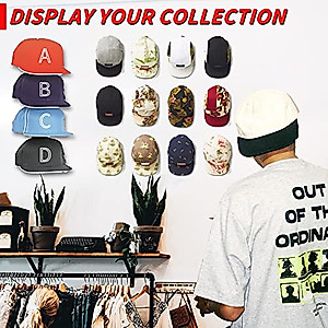 SUPERNIGHT 12 Pack Adhesive Hat Hooks for Wall, Hat Racks for Baseball Caps, Minimalist, No Drilling, Strong Hold Hat Hangers for Closet Door Wall (Black)