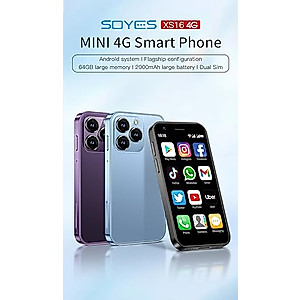 Mini Smartphone Android 10.0 SOYES XS16 4G Stundent Cellphone 5MP 2000mAh 3inch WiFi Bluetooth Handheld Sized Backup Small Mobile Phone Gift for Kid (2GB RAM 16GB ROM, Purple)