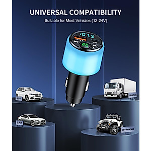 Otemly Bluetooth 5.3 FM Transmitter for Car [PD 30W & QC3.0 18W] Fast Charge, [All-Over Glow] Bluetooth Car Adapter Wireless FM Radio Transmitter Car Kit, Hands-Free Calls, Hi-Fi Music