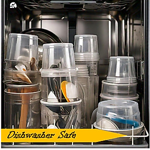Mr Miracle Deli Containers with Lids - 12 Pack of 32 oz Clear Airtight Reusable Plastic Food and Multi-Purpose Containers - Microwave, Freezer, and Dishwasher Safe