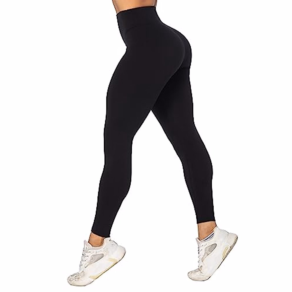 Sunzel Nunaked Workout Leggings for Women, Tummy Control Compression Workout Gym Yoga Pants, High Waist & No Front Seam Black X-Large 28"