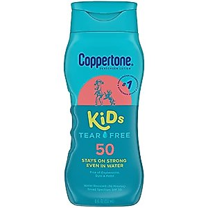 Coppertone Kids Sunscreen Lotion SPF 50, Water Resistant Sunscreen for Kids, #1 Pediatrician Recommended Sunscreen Brand, Tear Free Sunscreen Lotion, 8 Fl Oz Bottle