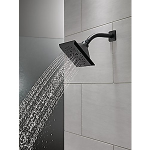 Delta Faucet 5-Spray H2Okinetic Raincan Shower Head, Black Showerhead, Square Shower Head, Delta Shower Head, Water Saving Shower Head, Matte Black 52664-BL