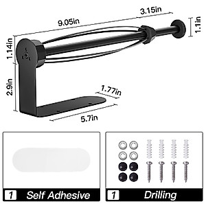 CYY Paper Towel Holder, Single Hand Operable Paper Towel Holder Under Cabinet with Damping Effect Adhesive Wall Mount Paper Towel Holder for Bathroom Kitchen Black