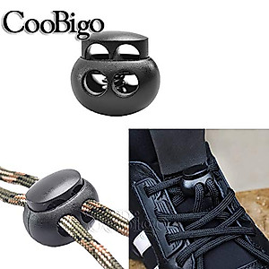 25pcs Spring Cord Lock End Stopper Fastener Slider Toggles Clip Double Hole Round Ball Plastic for Drawstrings Lanyard Paracord Elastic Bungee Shock Cord Rope