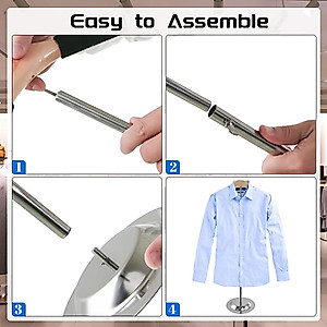 Cezoyx 2 Pack Adjustable T Shirt Display for Vendors, 18 to 31 Inch Flexible Shirt Shoulder Stand Portable Hanging Black Clothes Hanger Rack Garment Coat Holder for Clothing Dress Retail